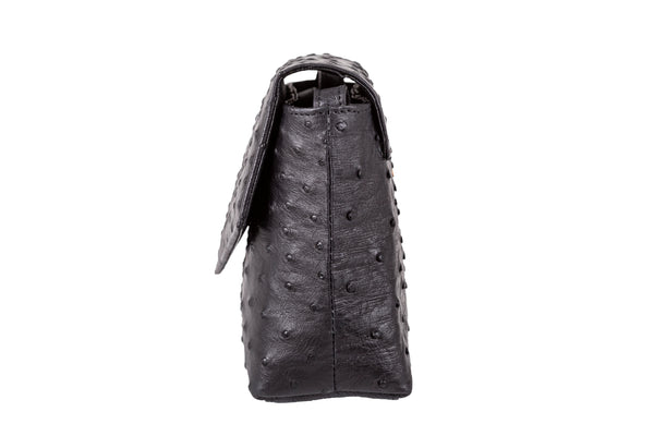 Lexia Black Ostrich Leather Sling Bag Adele Exclusive Luxury Design Adele