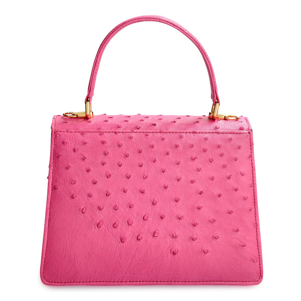 Adele - Pink Ostrich Leather Handbag | ADELE Exclusive Luxury Design
